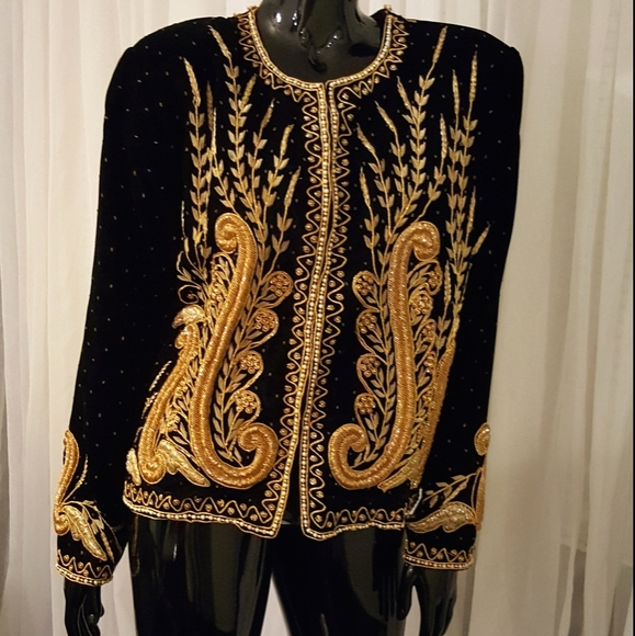 India Boutique | Jackets & Coats | Gold Black Valoure Embroidered ...
